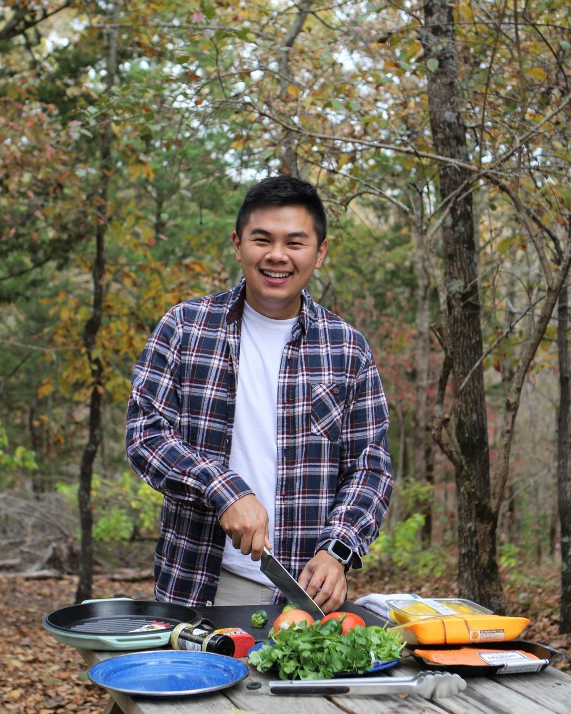 Campfire Cooking: Grilled Salmon, Chicken & Zucchini with Mango Salsa ...